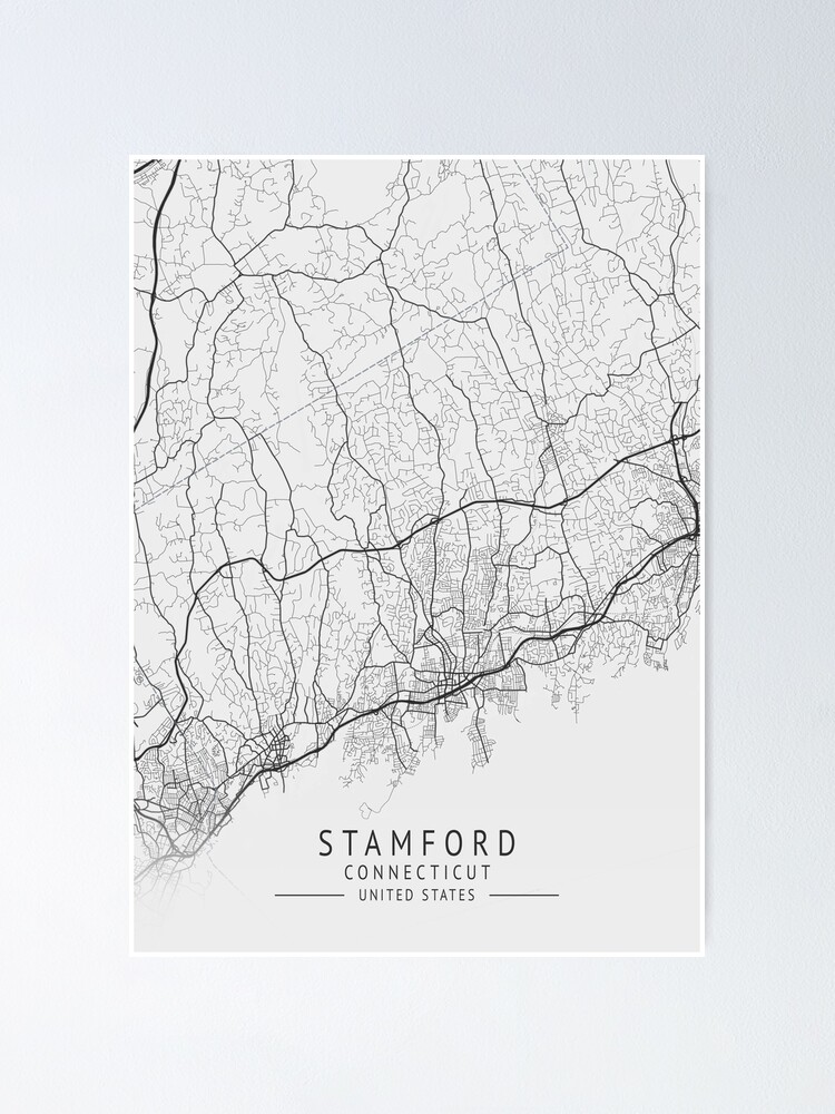 "Stamford - Connecticut - US Gray City Map" Poster by ctmapprint ...