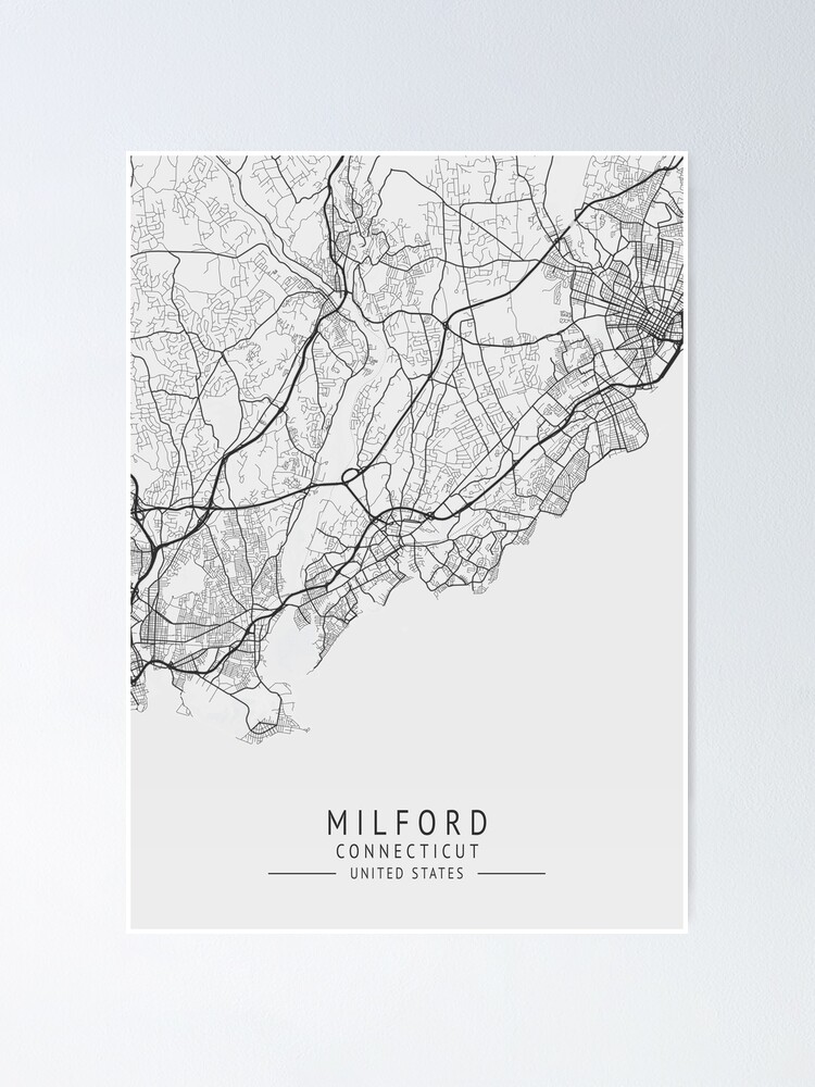 "Milford - Connecticut - US Gray City Map" Poster for Sale by ...