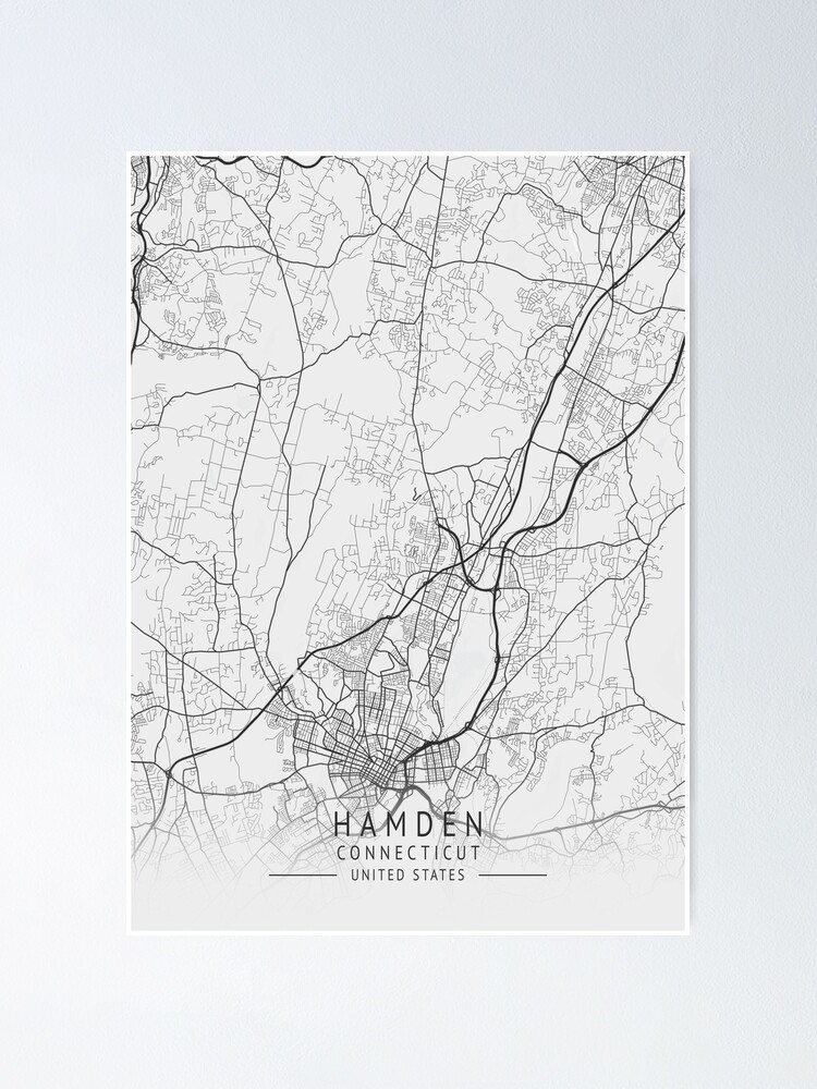 "Hamden - Connecticut - US Gray City Map" Poster by ctmapprint | Redbubble