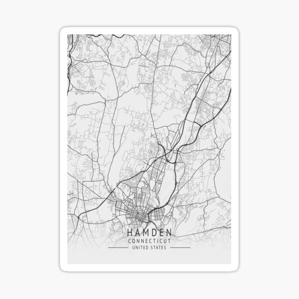 "Hamden - Connecticut - US Gray City Map" Sticker by ctmapprint | Redbubble