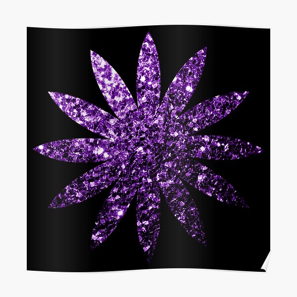 Dark Purple Faux Glitter Sparkles Flower Poster For Sale By Pldesign