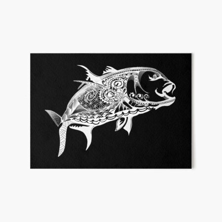 "Hawaiian Ulua (Giant Trevally) with Tribal Pattern (White )" Art Board ...