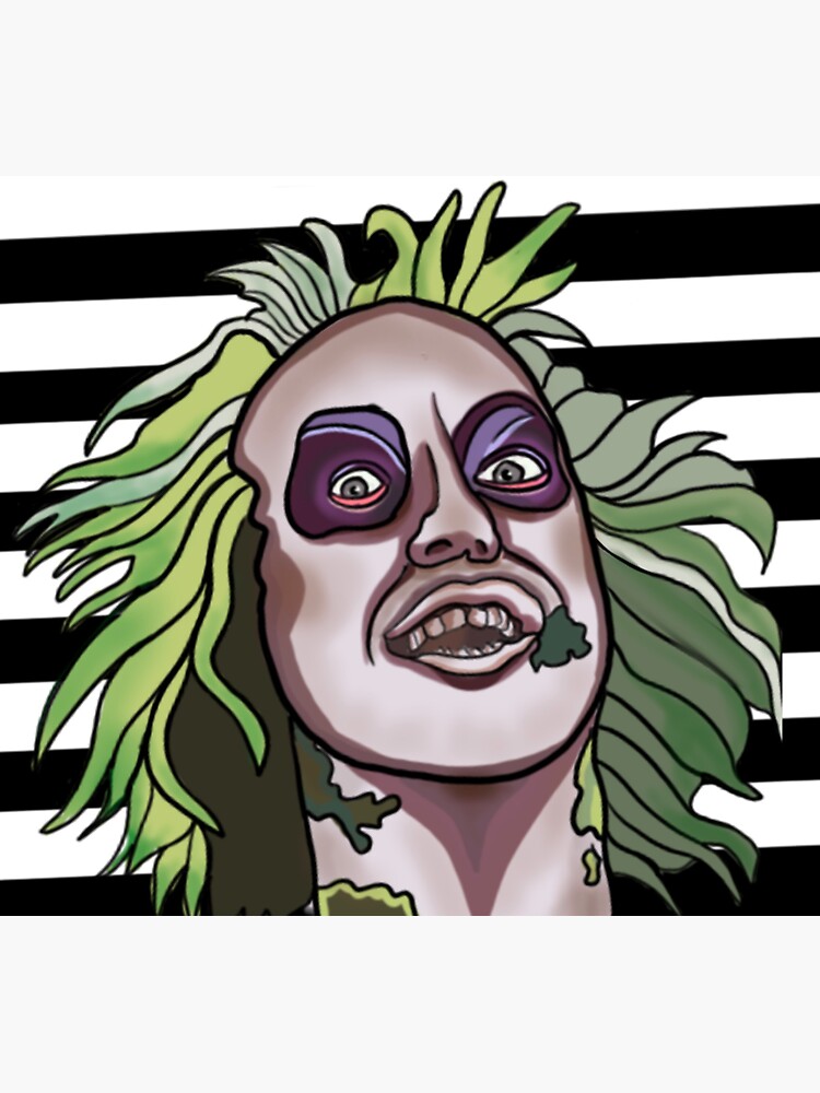 "Beetlejuice Face Sticker" Sticker by mireenri | Redbubble