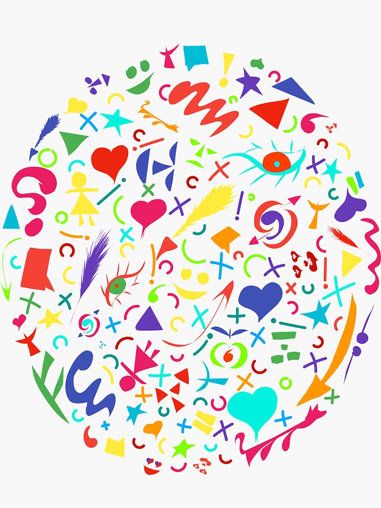 "Colorful random symbols, patterns art" Sticker for Sale by bluezoma ...
