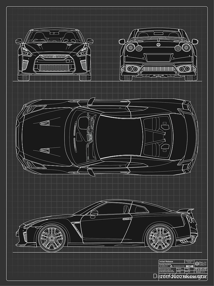 "Nissan GTR Blueprint" Poster for Sale by BlackArtGraphx | Redbubble