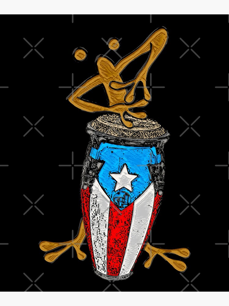 "Conga Coquí Taíno Puerto Rican Flag Conga" Mounted Print for Sale by ...