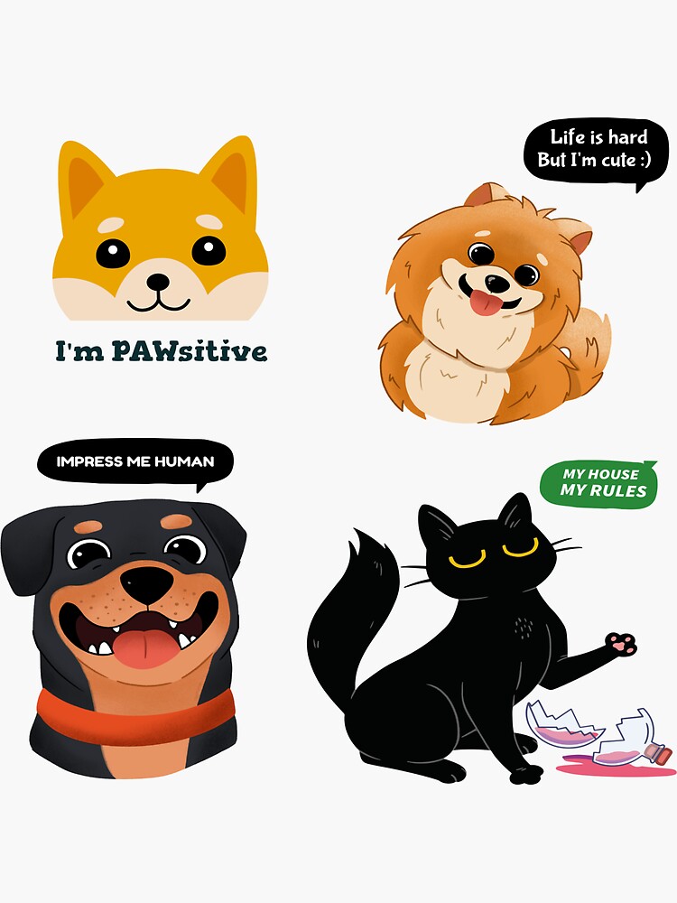 "Cute Pet Sticker Pack" Sticker for Sale by RetroJet | Redbubble