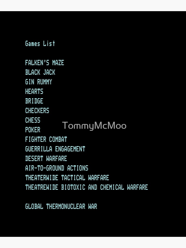 "Professor Falken's Favourite Games" Poster by TommyMcMoo | Redbubble