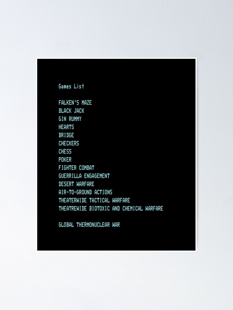 "Professor Falken's Favourite Games" Poster by TommyMcMoo | Redbubble