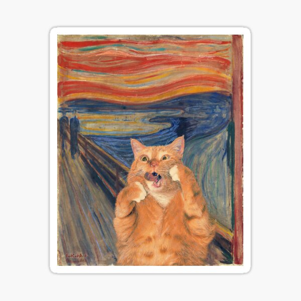 "The Scream Cat" Sticker by henriqueplech | Redbubble
