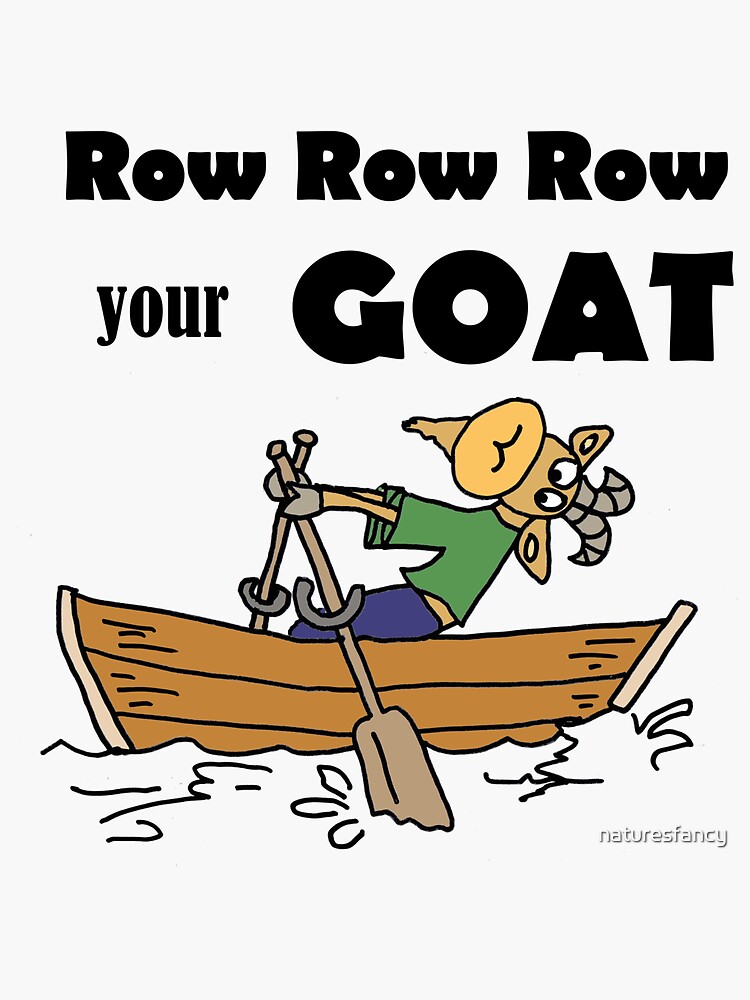 "Funny Goat Rowing in Rowboat Cartoon" Sticker for Sale by naturesfancy ...