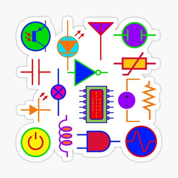 "Colorful Electronics components" Sticker for Sale by EngineersArt ...