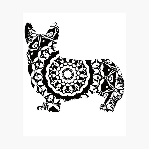 "Corgi Mandala Art" Photographic Print for Sale by Pstawicki | Redbubble