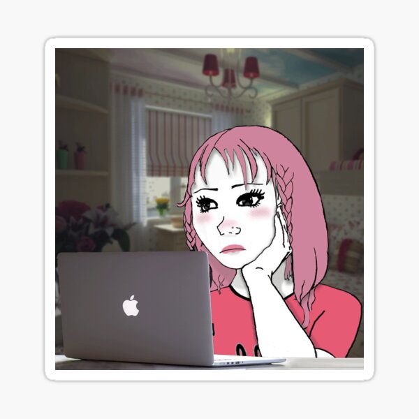 "Daddy's Girl Pink Hair Wojak Egirl" Sticker for Sale by Femcel | Redbubble