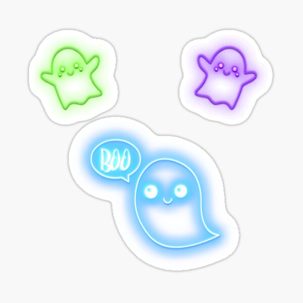 "Neon Boo Ghosts" Sticker for Sale by Svitlana Shchedrina | Redbubble