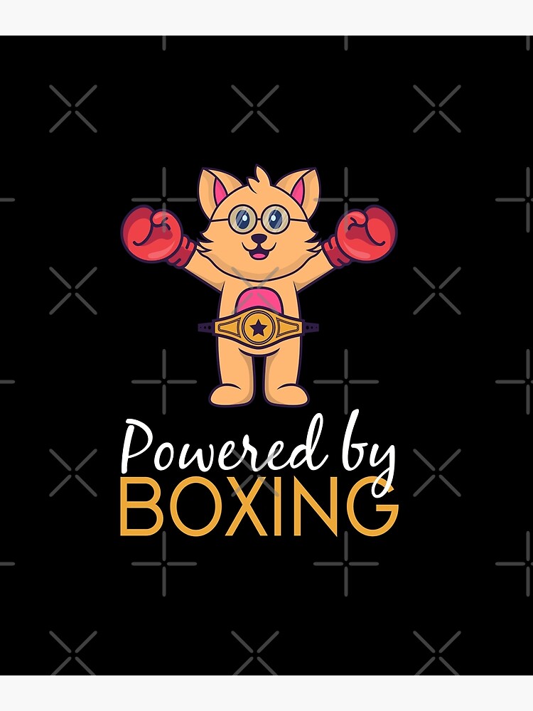 "Powered by boxing, funny cat in boxer costume, design for boxing/cat ...