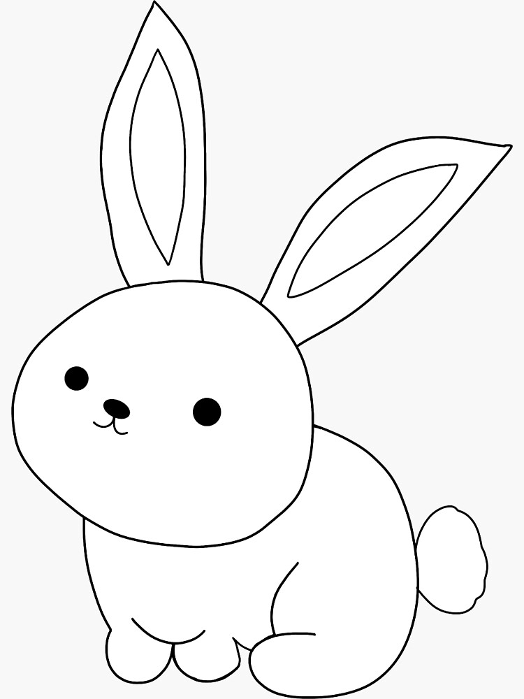 "Cute White Bunny Outline" Sticker by Sunset-Designs- | Redbubble