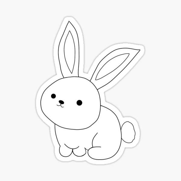 "Cute White Bunny Outline" Sticker by Sunset-Designs- | Redbubble
