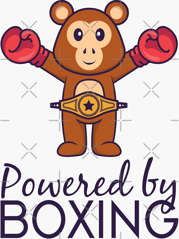 "Powered by boxing, funny monkey in boxer costume, design for boxing ...