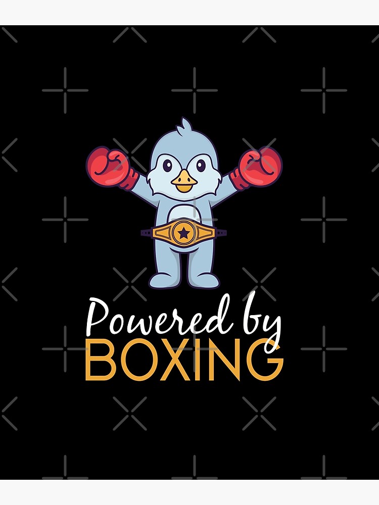 "Powered by boxing, funny bird in boxer costume, design for boxing/bird ...