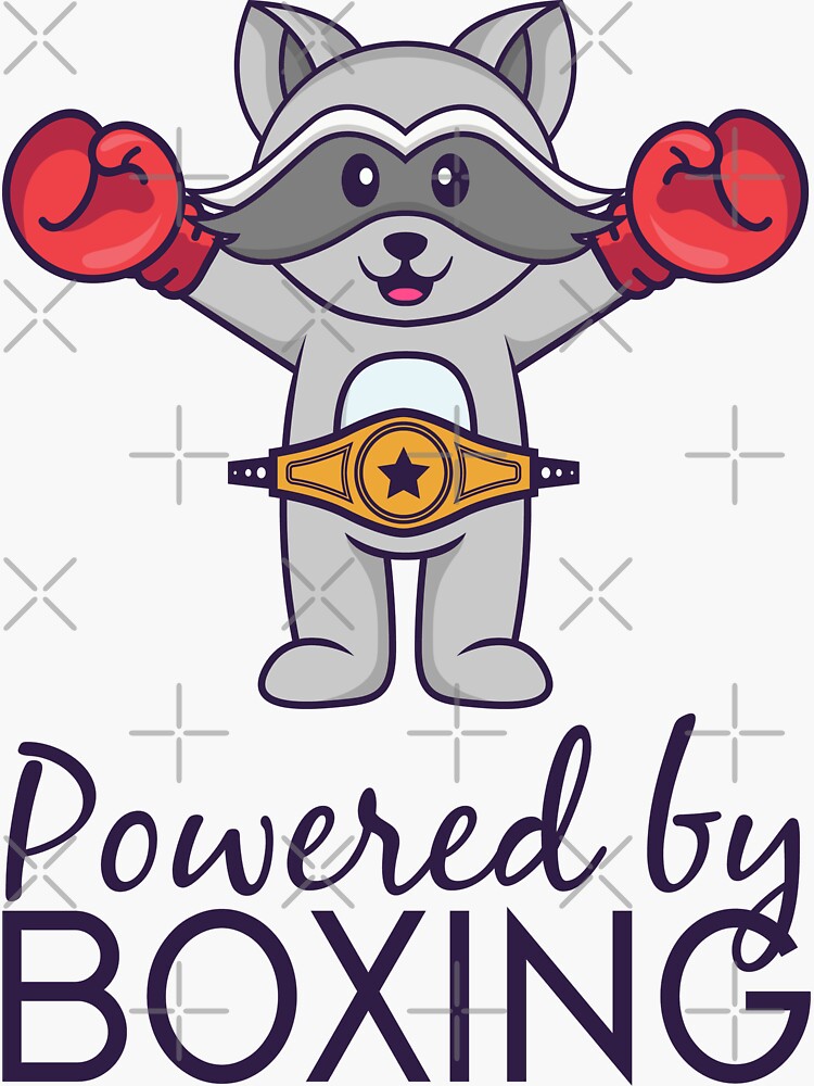 "Powered by boxing, funny raccoon in boxer costume, design for boxing ...