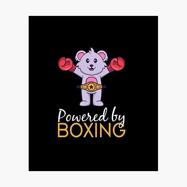 "Powered by boxing, funny koala in boxer costume, design for boxing ...