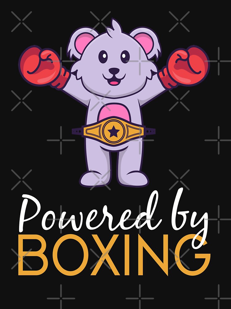 "Powered by boxing, funny koala in boxer costume, design for boxing ...