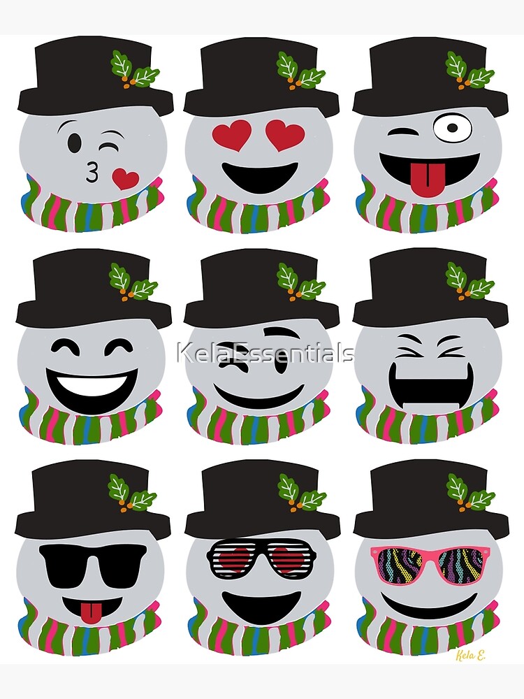 "Funny Christmas Snowman Emoji Faces" Art Print for Sale by ...
