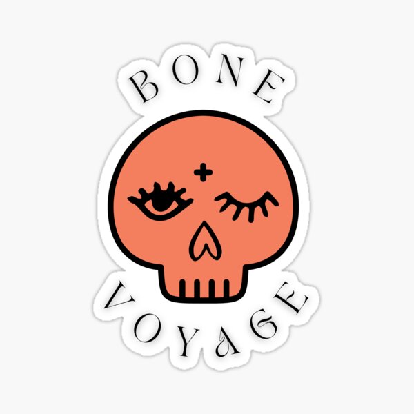 "Bone Voyage Winking Skeleton Skull" Sticker for Sale by Delza-Designs ...