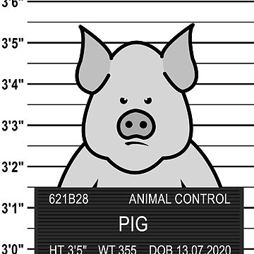 "Pig Mugshot Cartoon" Sticker for Sale by AlienStickers | Redbubble