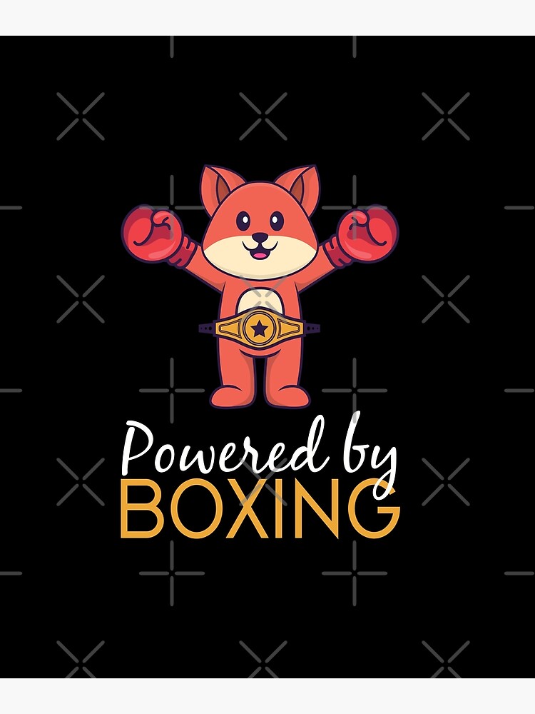 "Powered by boxing, funny fox in boxer costume, design for boxing/fox ...