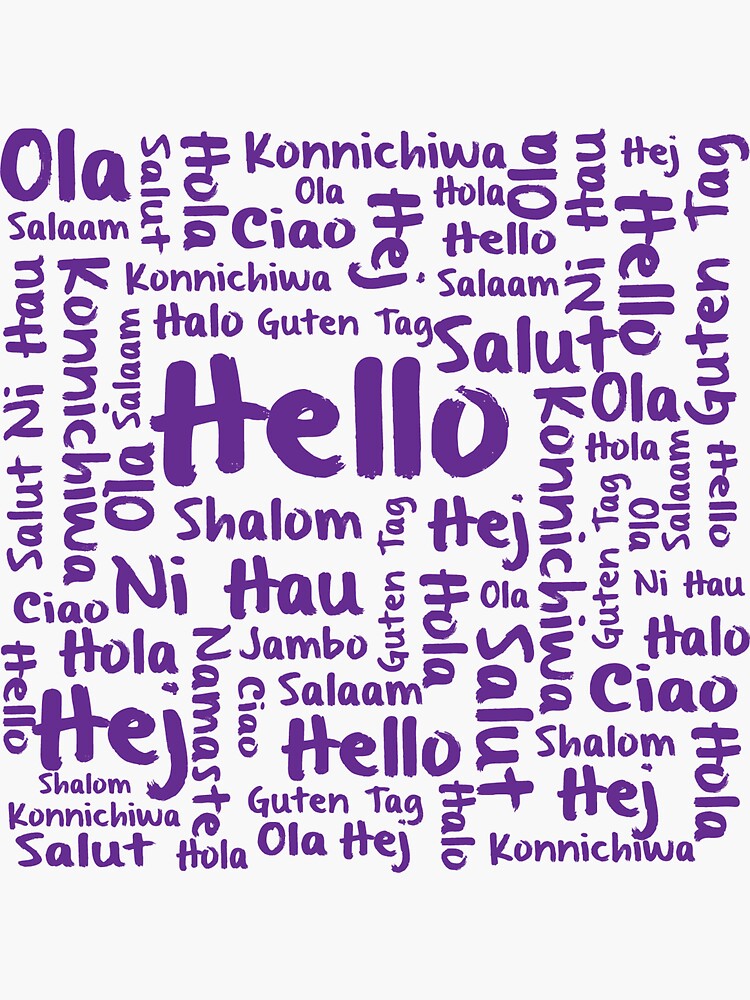 "Hello- purple" Sticker for Sale by ldeitch | Redbubble