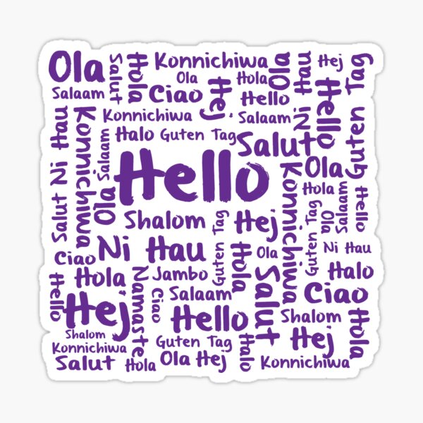 "Hello- purple" Sticker for Sale by ldeitch | Redbubble