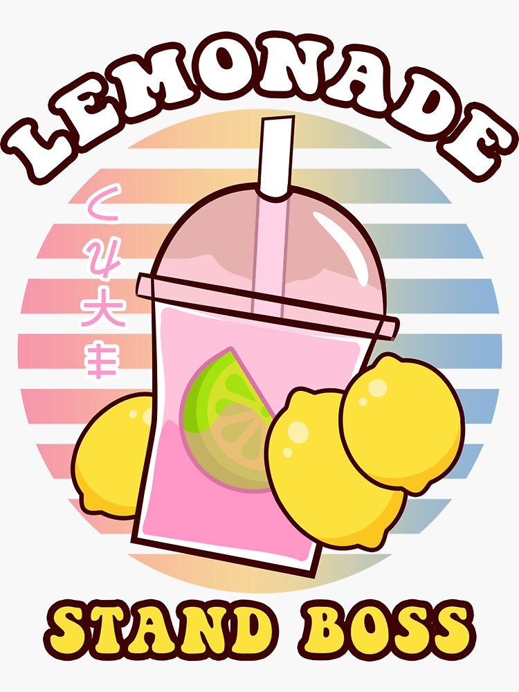 Japanese Lemonade Stand Boss Kawaii 90s Anime Lemon Juice Sticker By