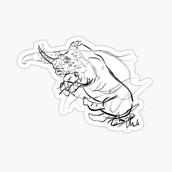 "Tusk and horn " Sticker for Sale by Manalopangaea | Redbubble