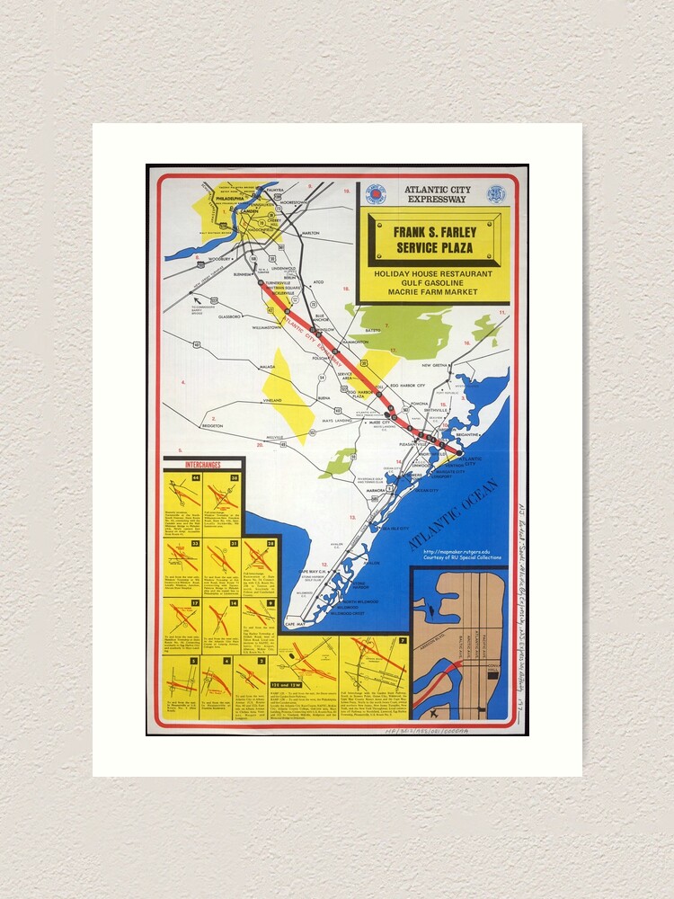 "Atlantic City Expressway Map Early 70s" Art Print for Sale by ...