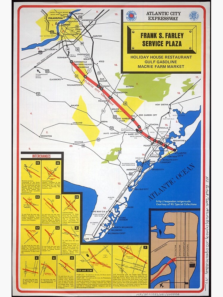 "Atlantic City Expressway Map Early 70s" Art Print for Sale by ...