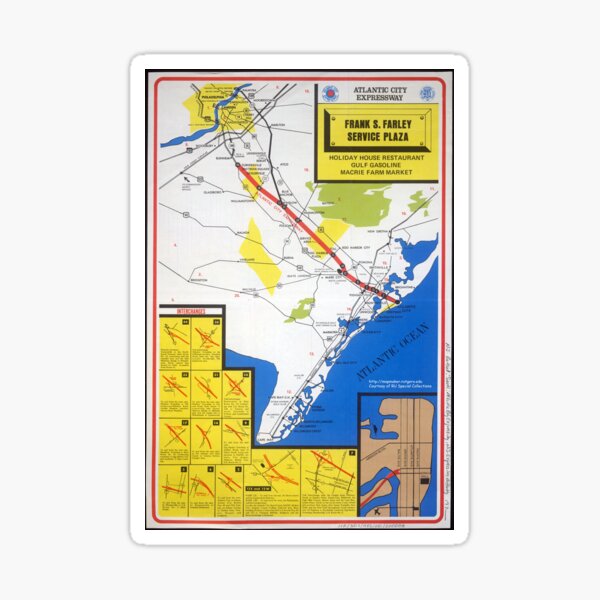 "Atlantic City Expressway Map Early 70s" Sticker for Sale by ...
