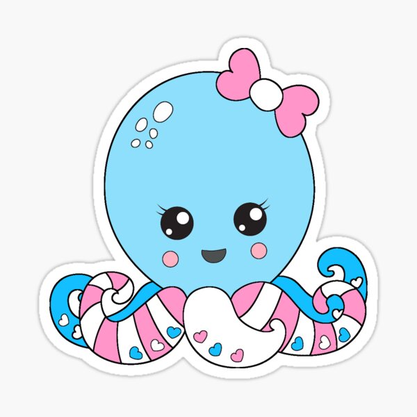"Cute Transgender Octopus Sticker" Sticker for Sale by BishRebelPaper ...