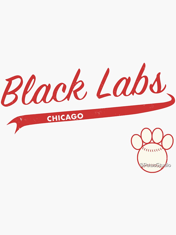 "Black Lab CHICAGO Baseball Script" Sticker for Sale by 8PawsStudio ...