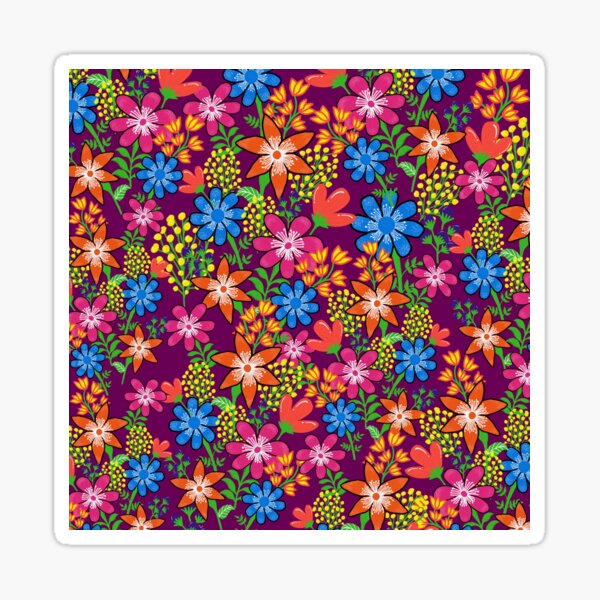 "Rainbow florals with background violet background" Sticker for Sale by ...