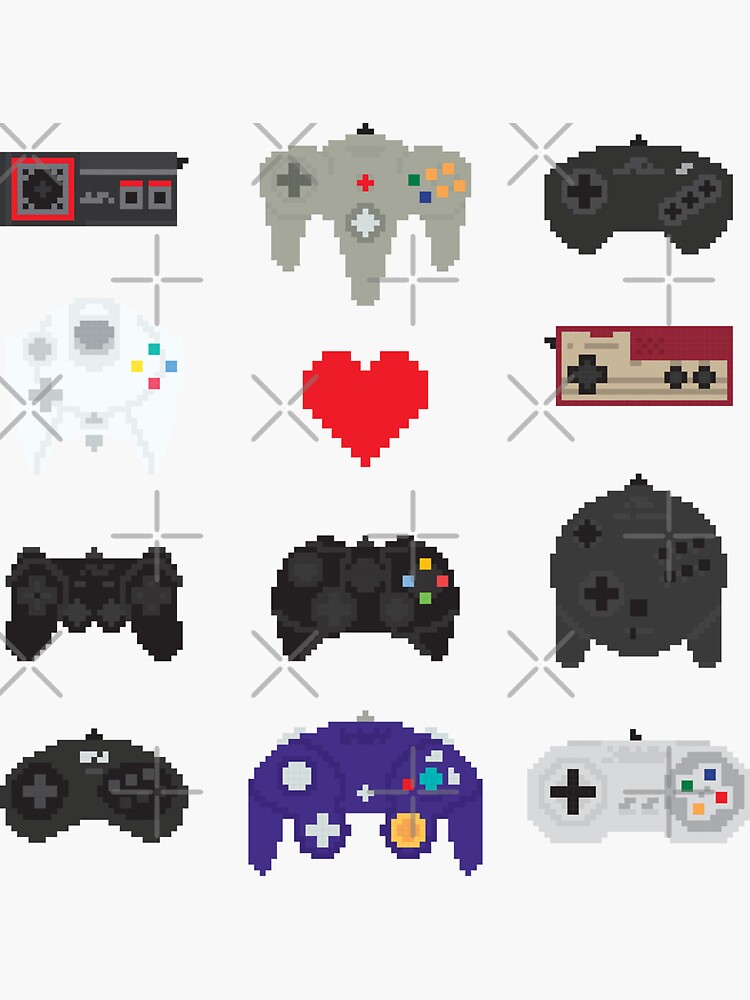 "Pixel art gamepads" Sticker by dmitriylo | Redbubble