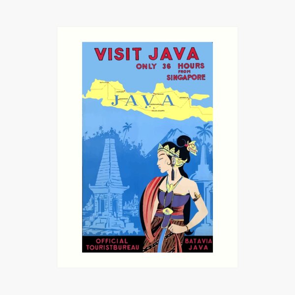 "Vintage Visit Java Travel Poster" Art Print by pdgraphics | Redbubble