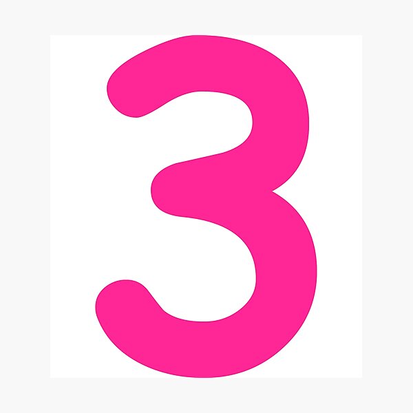 "Pink Number 3 Three Funny Birthday Gift" Photographic Print for Sale ...