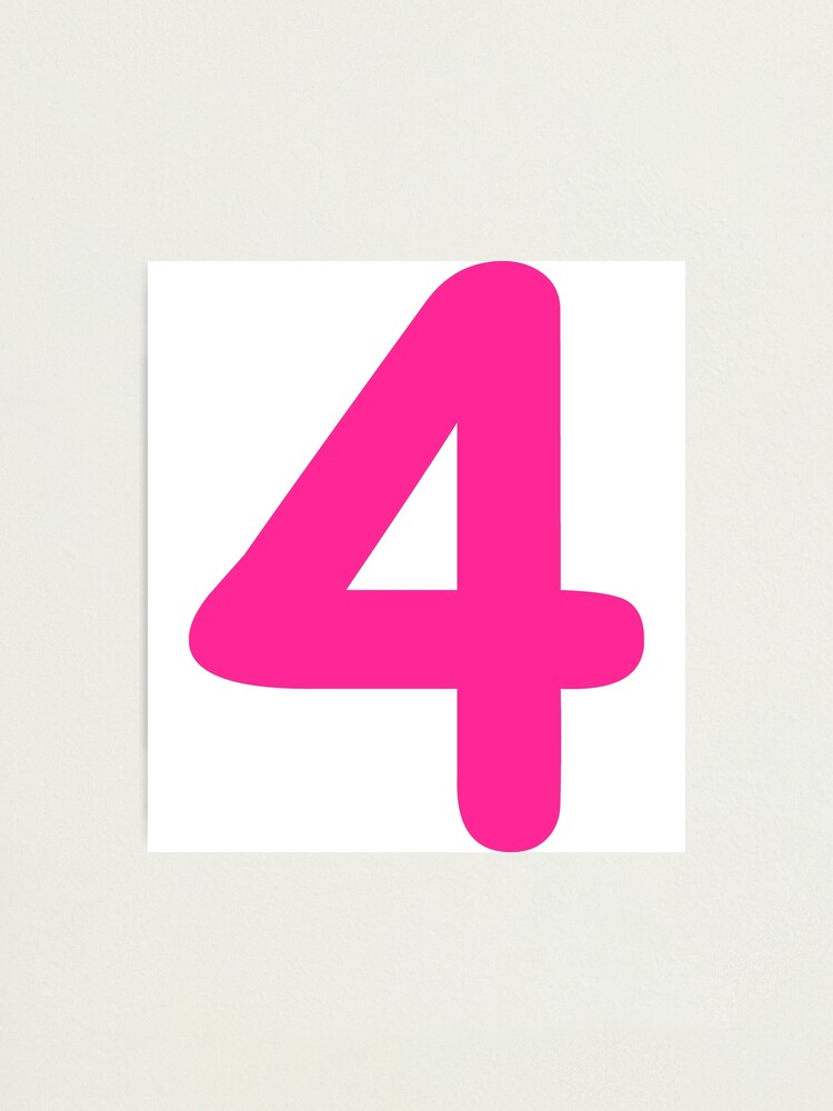 "Pink Number 4 Four Funny Birthday Gift" Photographic Print for Sale by ...