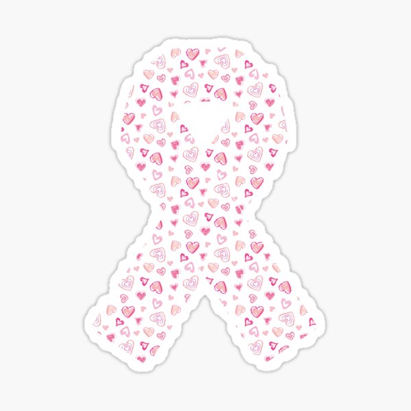 "pink heart ribbon" Sticker for Sale by Buringon | Redbubble