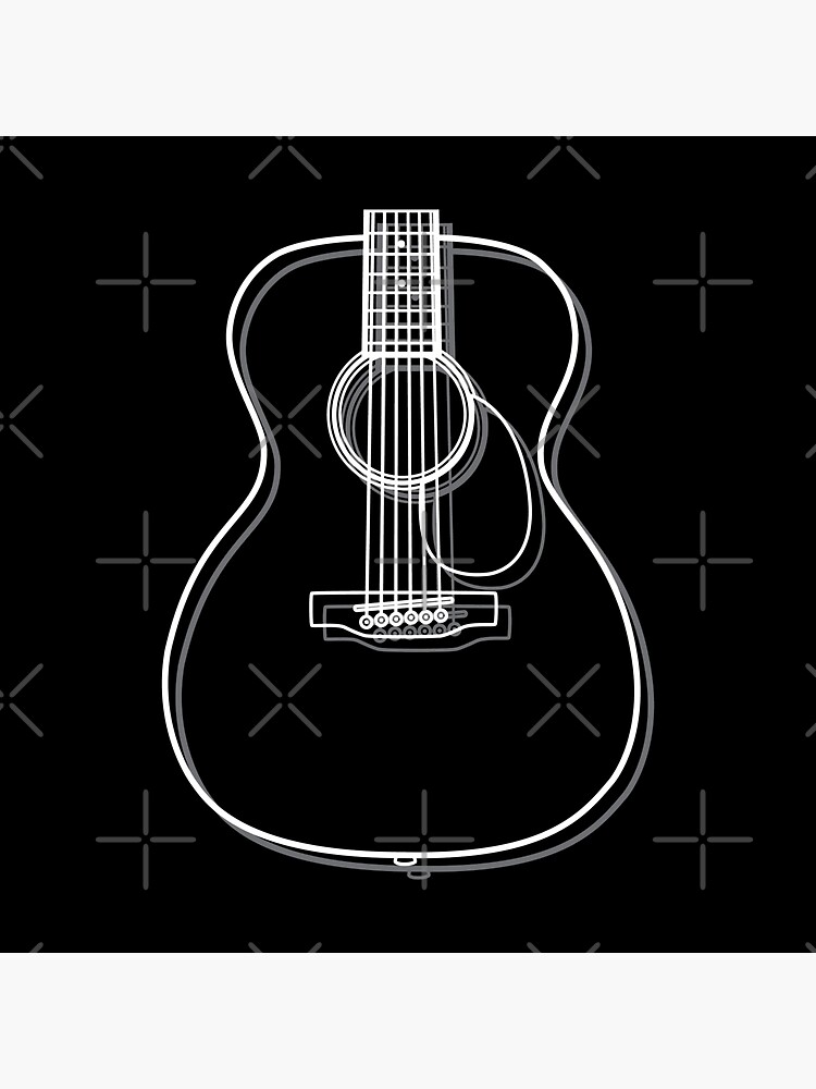 "Concert Style Acoustic Guitar Body Outline Dark Theme" Sticker for ...