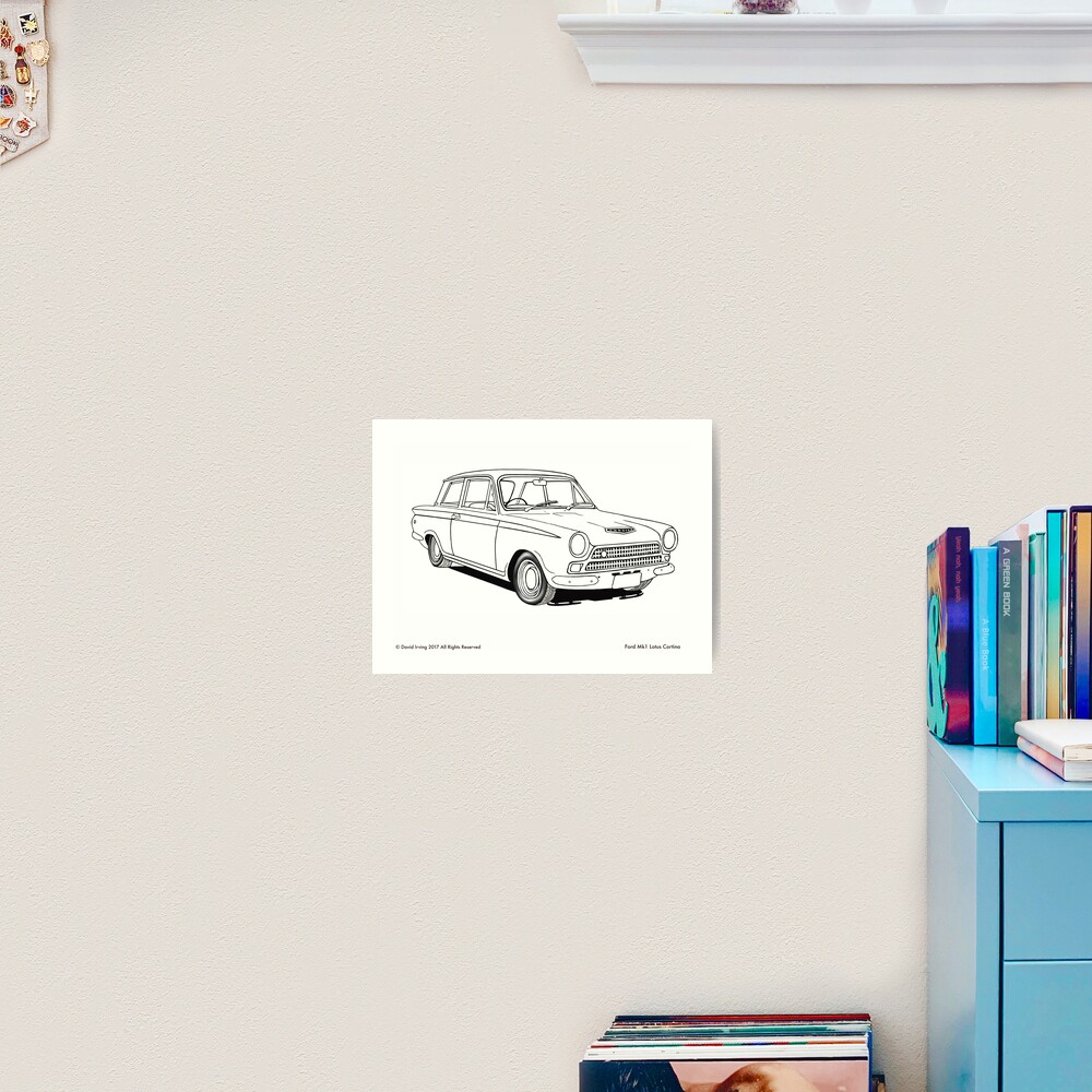 "Ford Mk1 Lotus Cortina Line drawing." Art Print for Sale by SarMajor ...