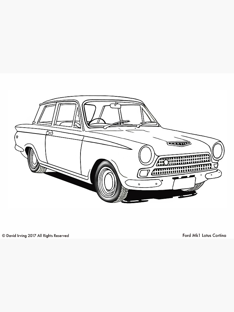 "Ford Mk1 Lotus Cortina Line drawing." Art Print for Sale by SarMajor ...