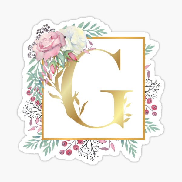 "Floral Golden Monogram G" Sticker for Sale by babuinosargas | Redbubble
